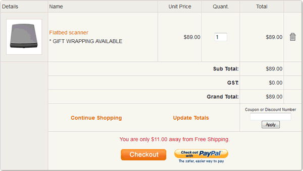 Styling the shopping cart / basket page of Ecommerce Templates shopping ...