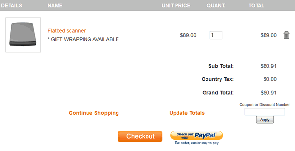 Styling the shopping cart / basket page of Ecommerce Templates shopping ...